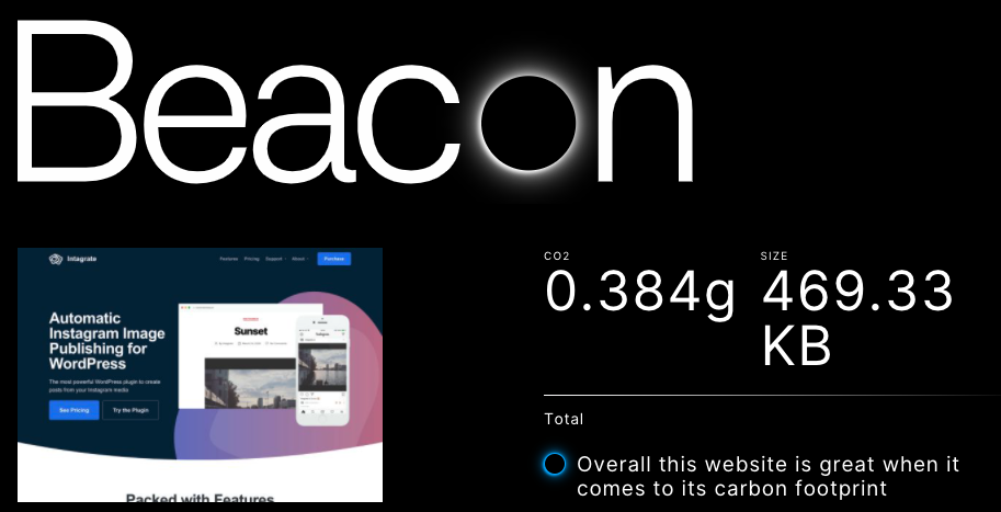 Beacon - calculate a website’s environmental impact - WP Content