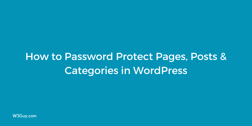 How to Password Protect Pages, Posts & Categories in WordPress - WP Content